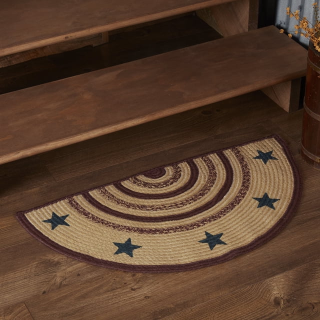 VHC Brands Jute Star Half Circle Rug with Non-Skid Pad, Burgundy & Tan ...