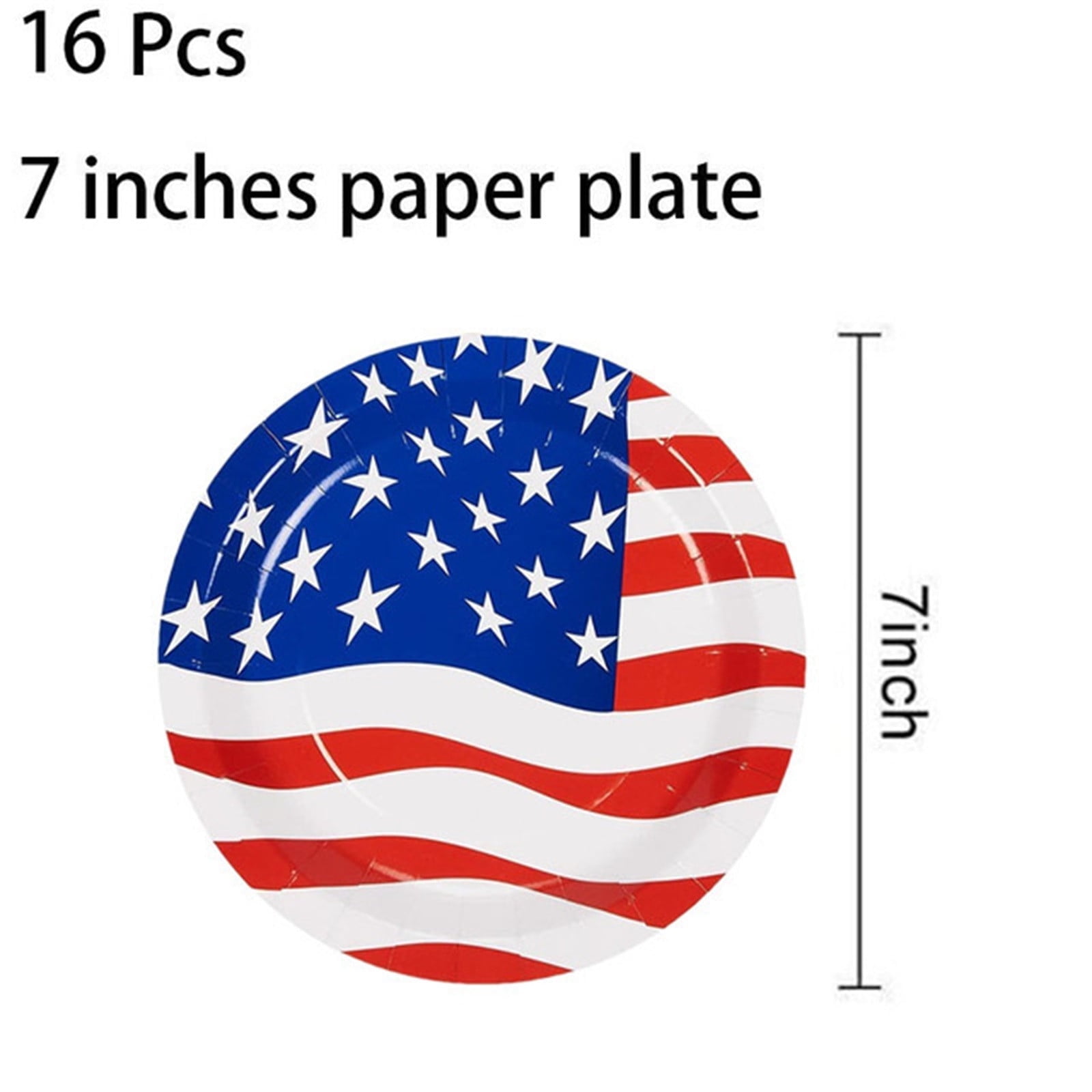 Potrochi 4th of July Plates, 16pcs 7" Patriotic Day Paper Plates Set ...