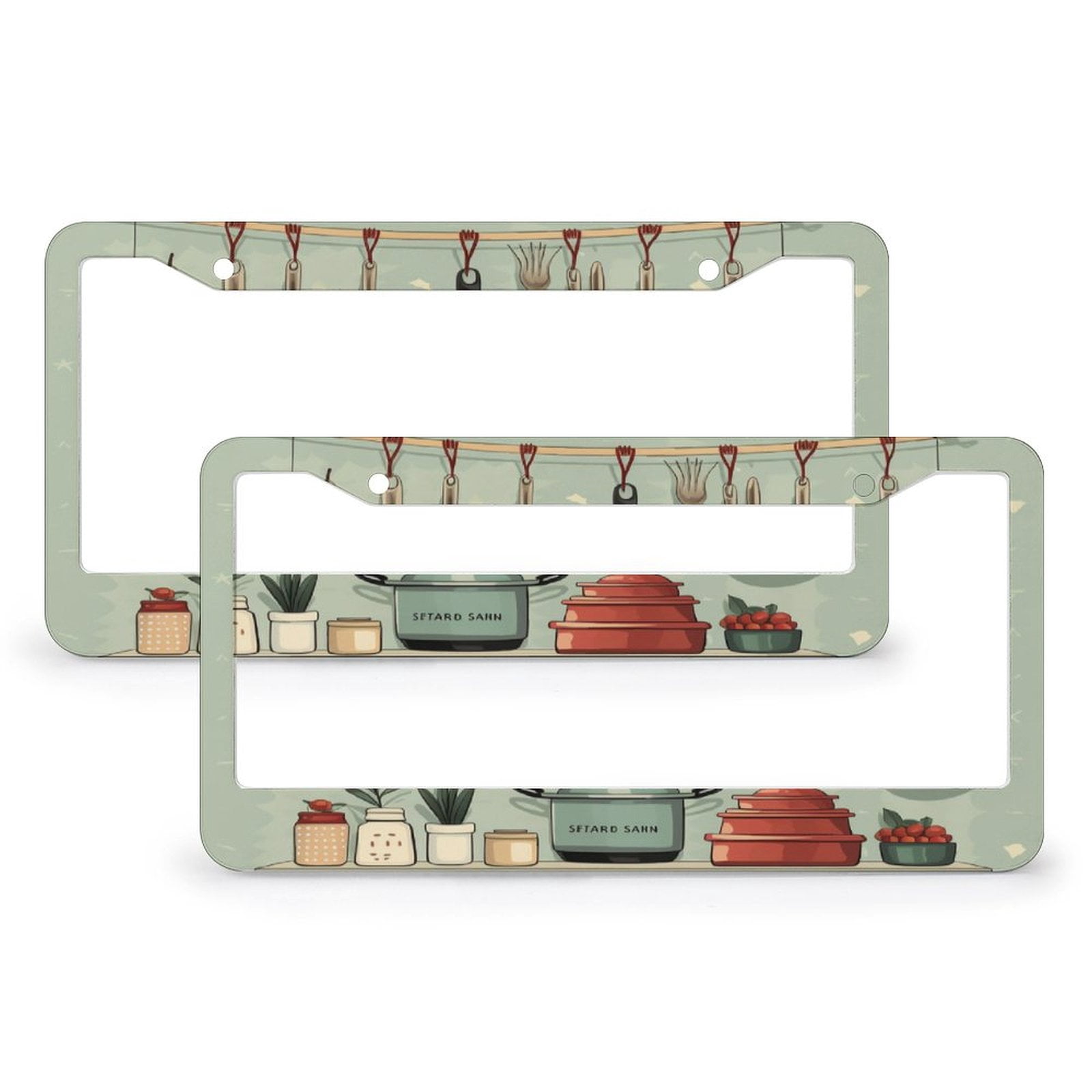 Pots And Pans, Kitchen Clock And Cooking Art License Plate Cover 2 ...
