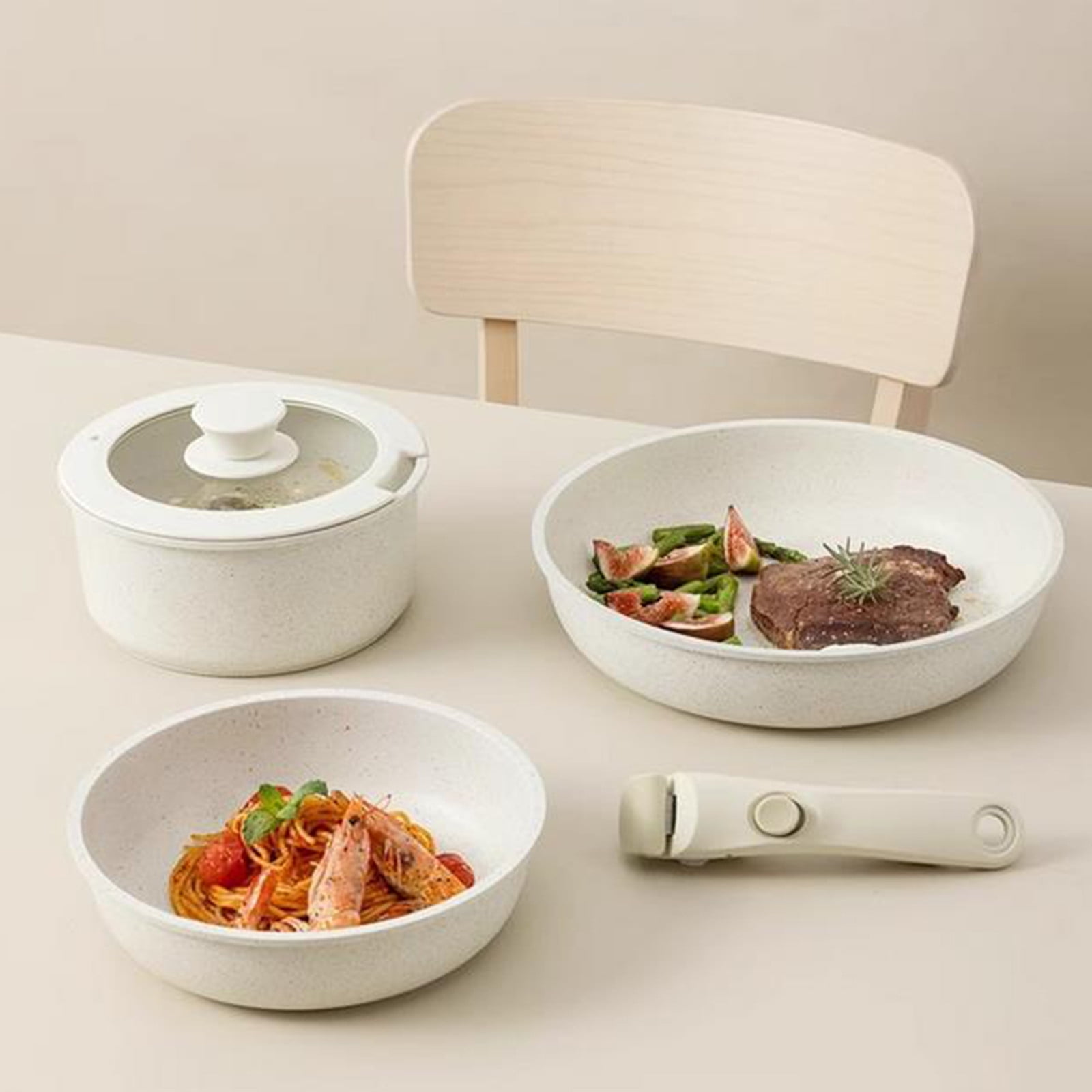 4 Pcs Pots and Pans Set Non Stick, Cookware Set Detachable Handle, Rv ...