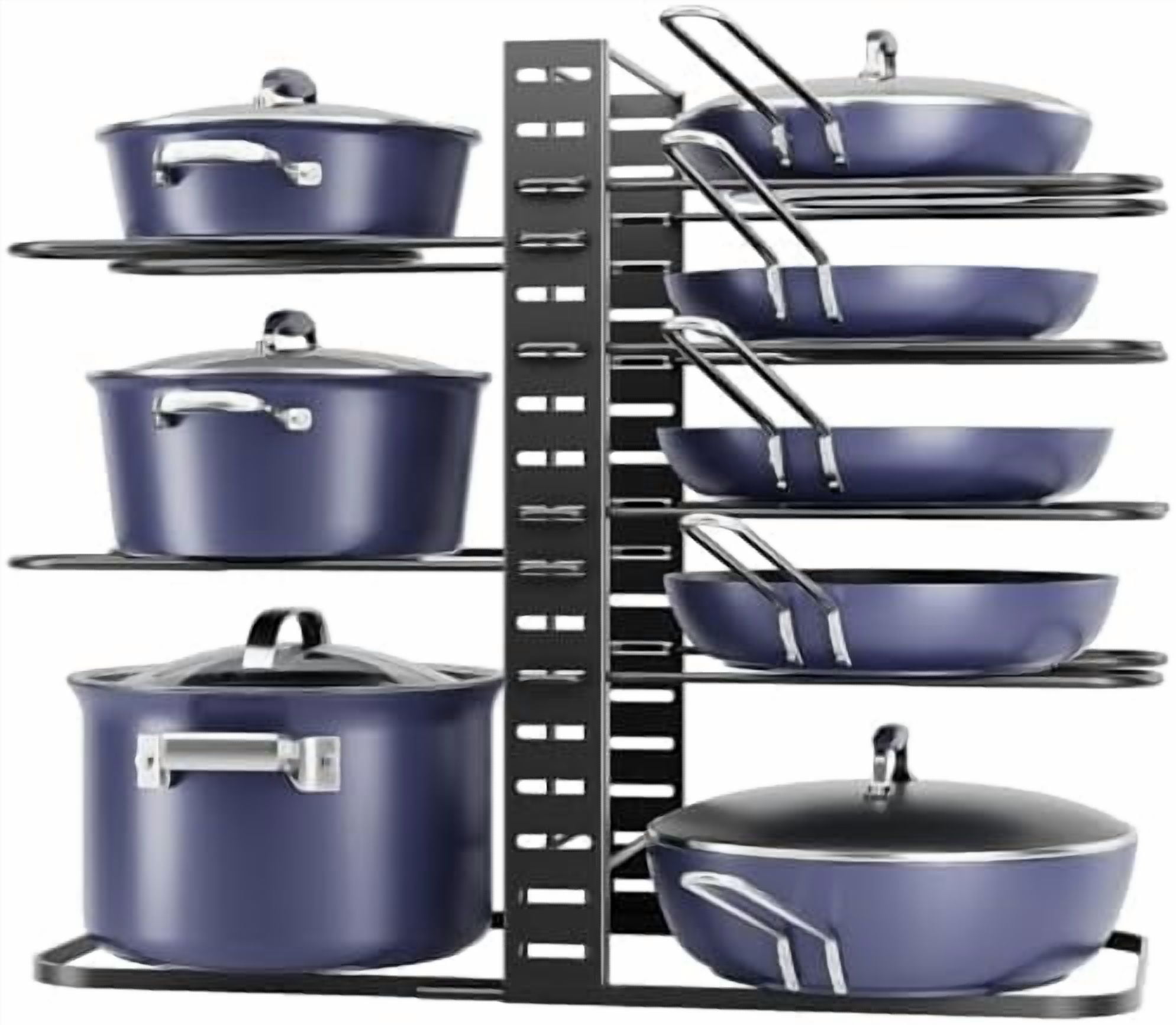 Pots and Pans Organizer under Cabinet 14.55 Height, Adjustable 8-Tier ...