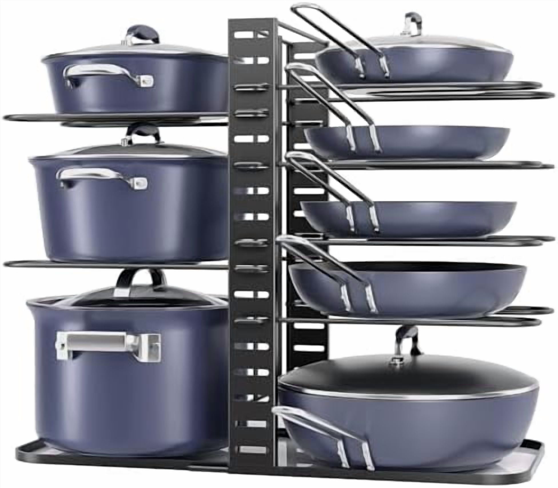Pots and Pans Organizer under Cabinet 14.55 Height, Adjustable 8-Tier ...
