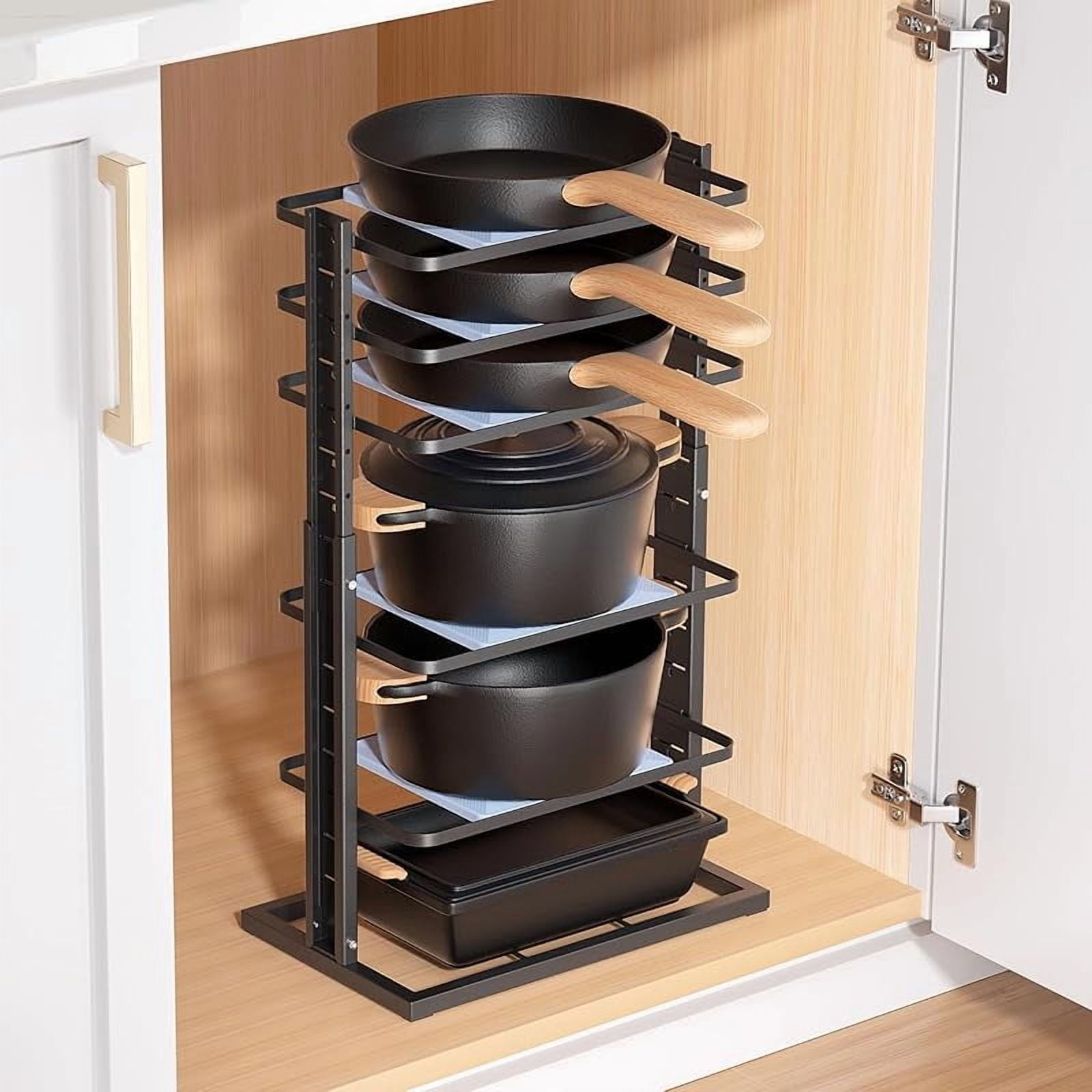 MY Pots and Pans Organizer for Under Cabinet, 6-Tier Heavy Duty ...