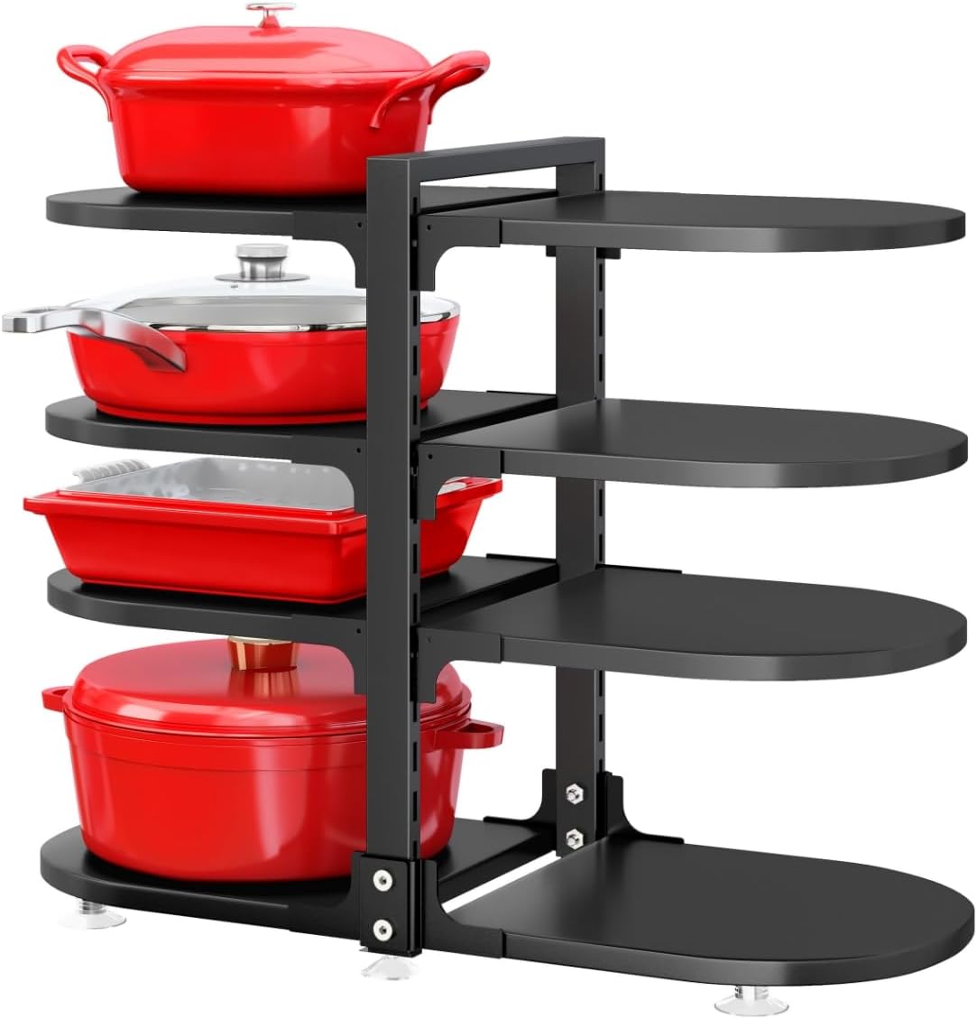 Pots and Pans Organizer under Cabinet, 8 Tier 16” Heavy Duty Adjustable ...