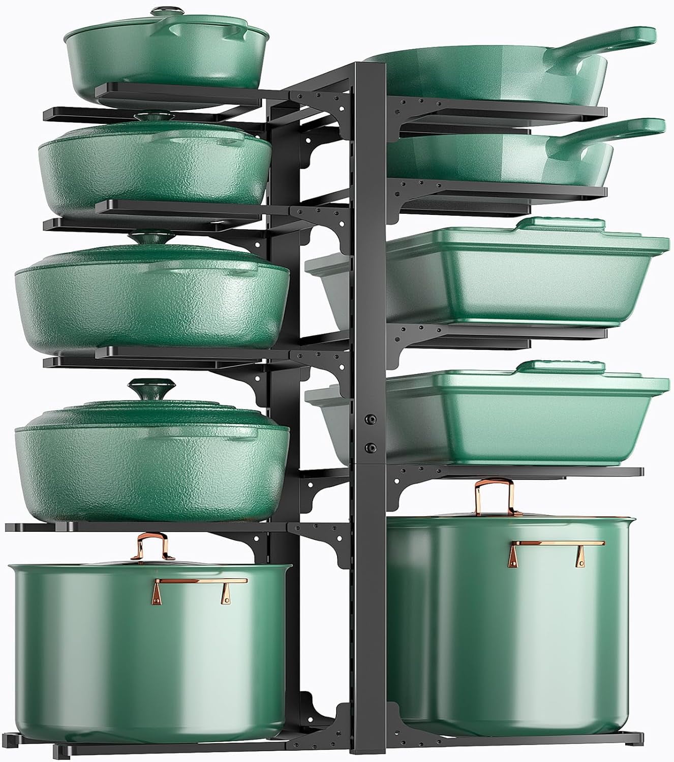 Pots and Pans Organizer for Cabinet , 8 Tier Pot Organizers Rack with 3 ...
