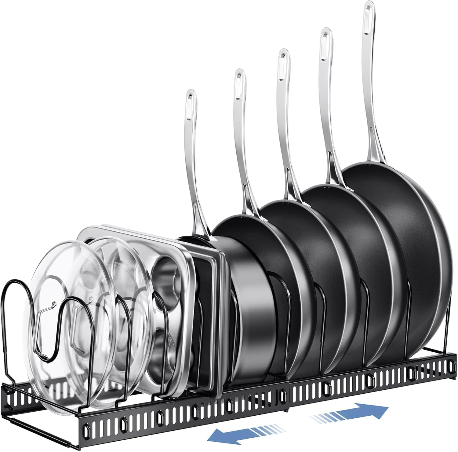 Pots and Pans Organizer under Cabinet with Pot Lid Organizer ...