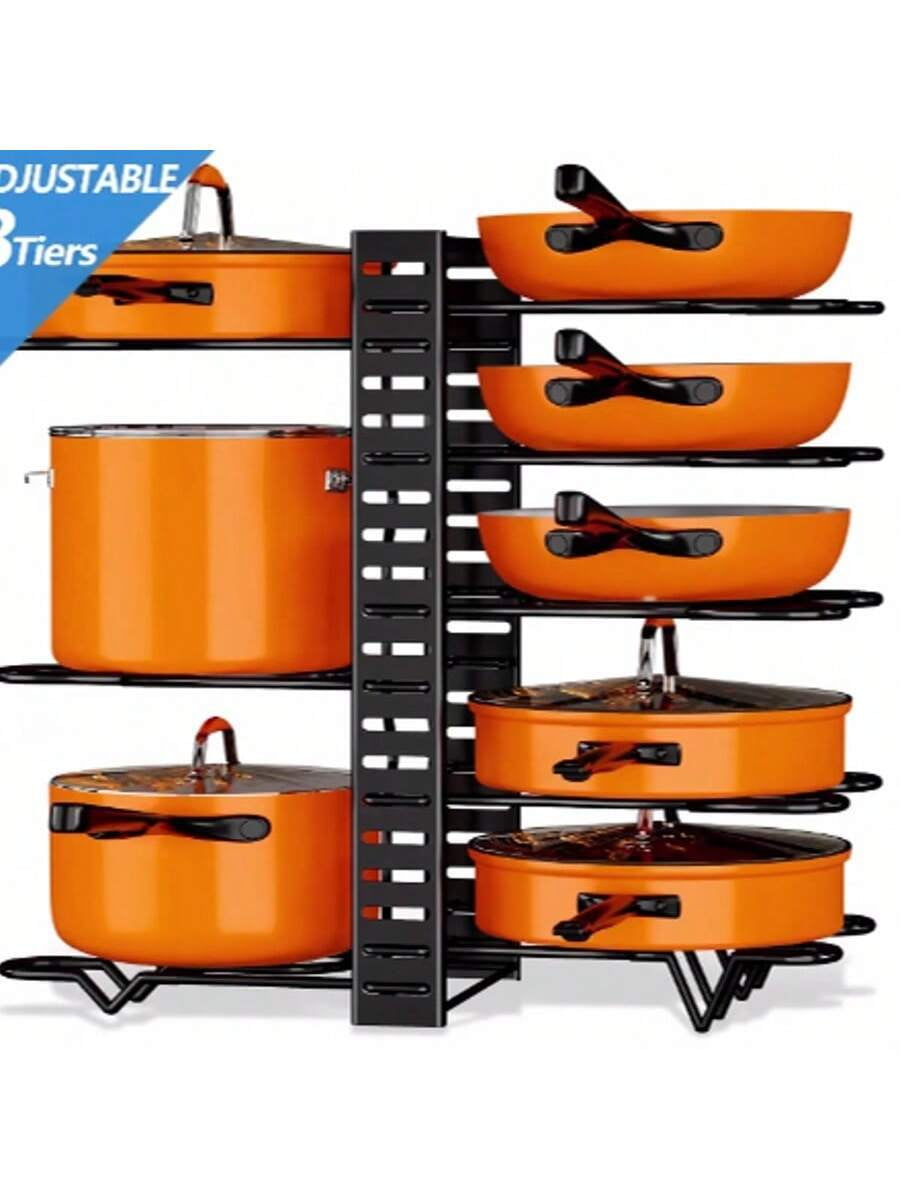 Pots And Pans Organizer Rack, 3 DIY Methods Adjustable 8-Tier Pot And ...