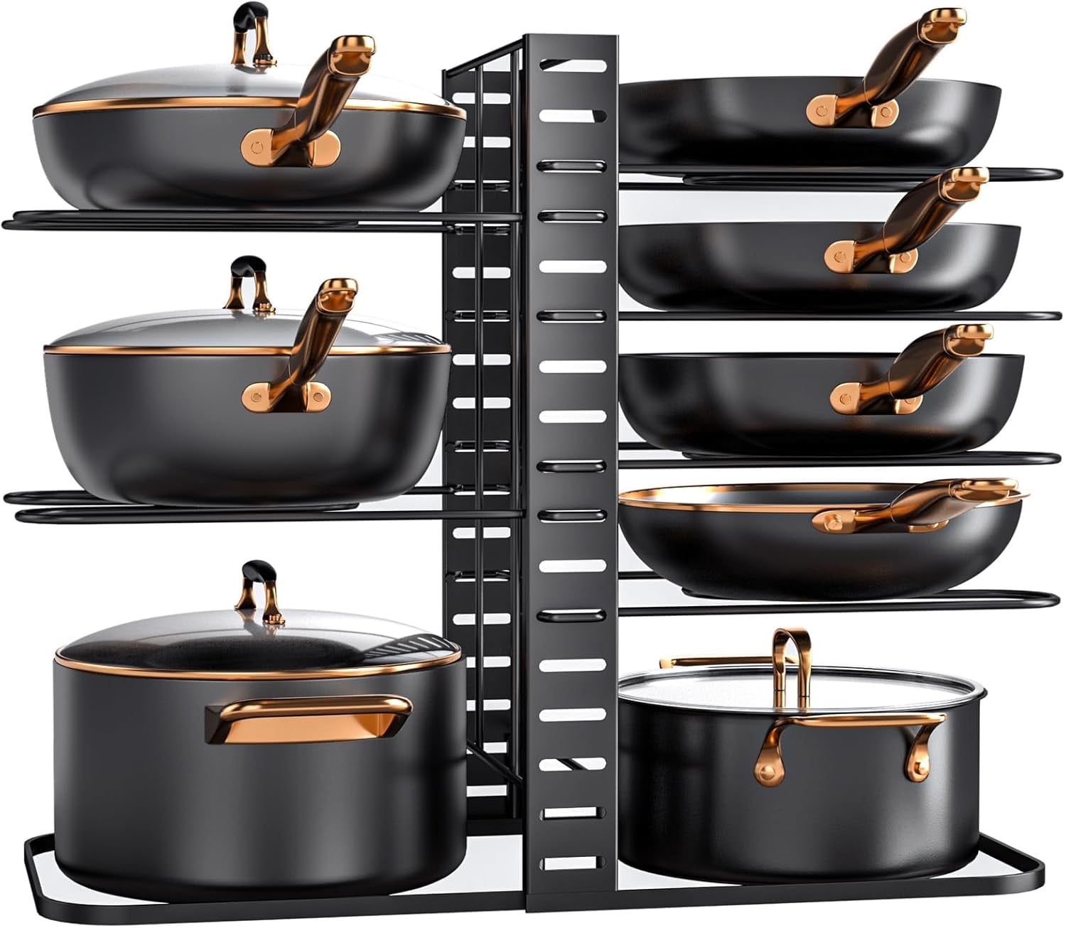 Pots and Pans Organizer Rack under Cabinet 14.55in Height, 8-Tiers ...