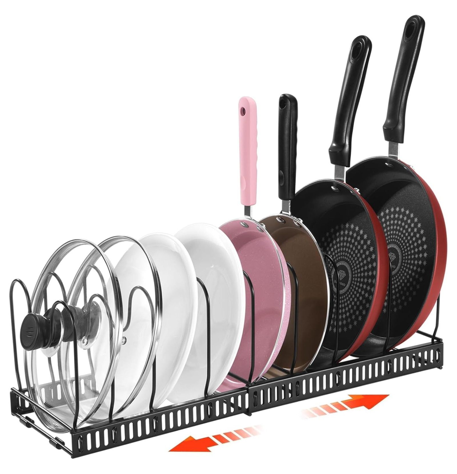 Pots and Pans Organizer Rack For Cabinet, 2 Pack Pot Lid Organizers, Or ...