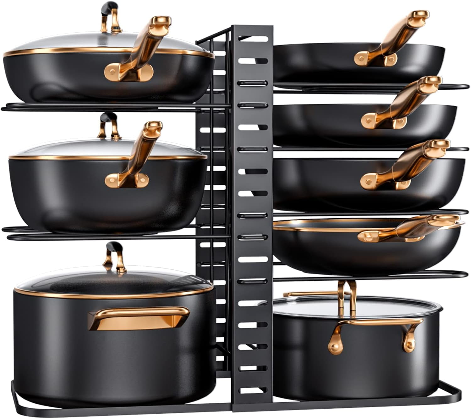 Pots and Pans Organizer : Rack under Cabinet, 8-Tier Kitchen Cabinet ...