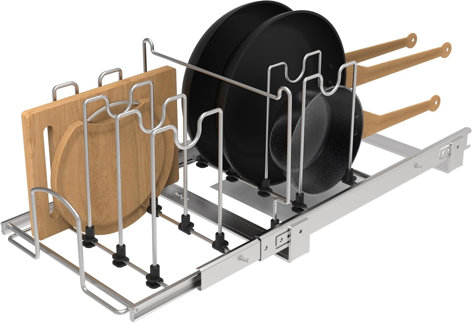 Pots and Pans Pull Out Organizer Under Cabinet, Adjustable Slide Out ...