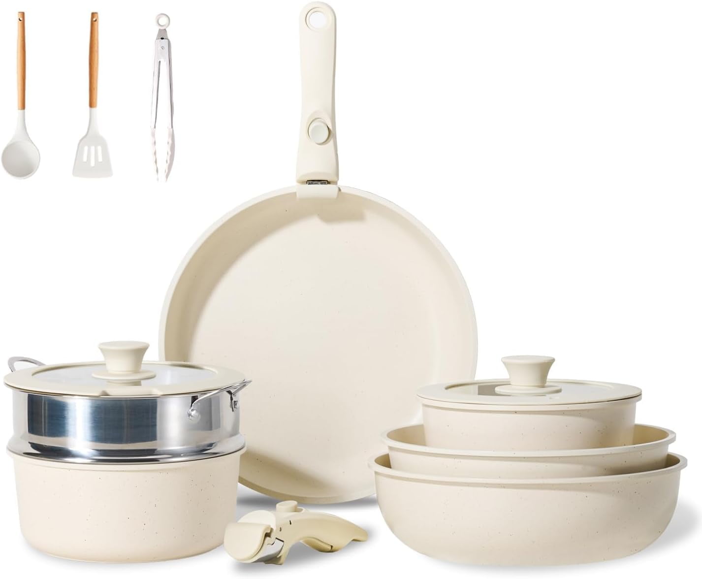 Pots and Pans Set Non Stick 24pcs, Kitchen Cookware Sets with ...