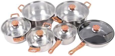 Pots and Pans Set Non Stick, Stainless Steel Pots Pans Set with Glass ...