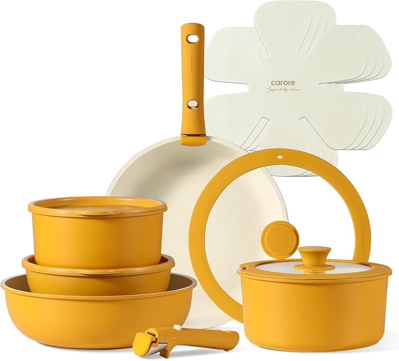 Pots and Pans Set, Nonstick Cookware Set Detachable Handle, 11pcs Induction Kitchen Cookware ...