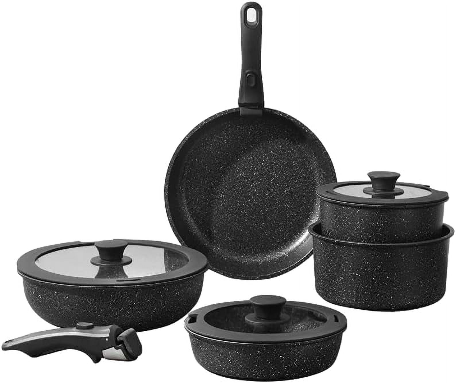 Pots and Pans Set, Nonstick Detachable Handle Cookware Set, Induction ...