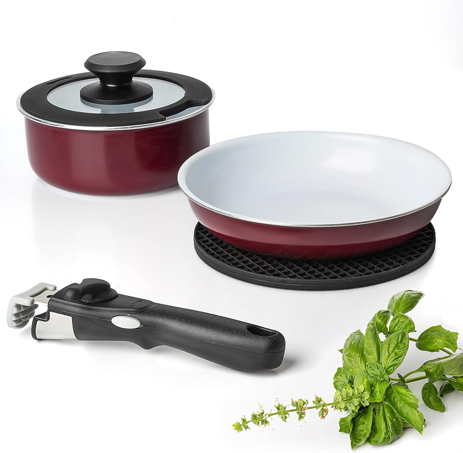 Pots And Pans Set Nonstick, Removable Handle Cookware, Stackable Pots ...