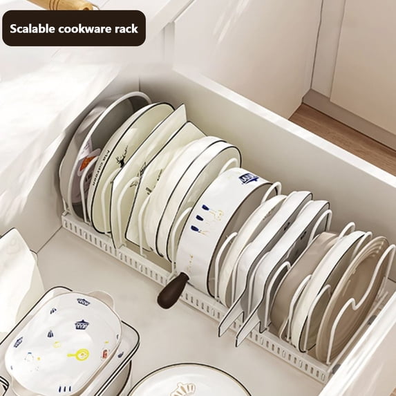 Pots and Pans Storage Rack, Under Cabinet Retractable Kitchen Cabinet ...