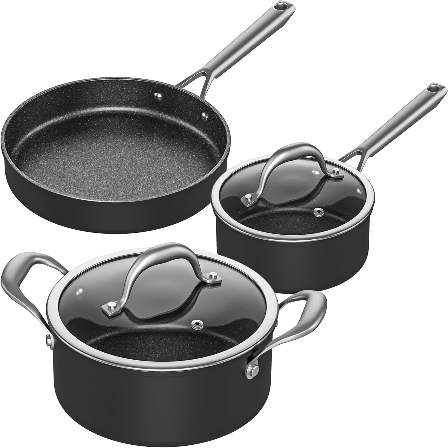Pots and Pans set Nonstick, Cookware Sets, 5 PCS Induction Kitchen ...