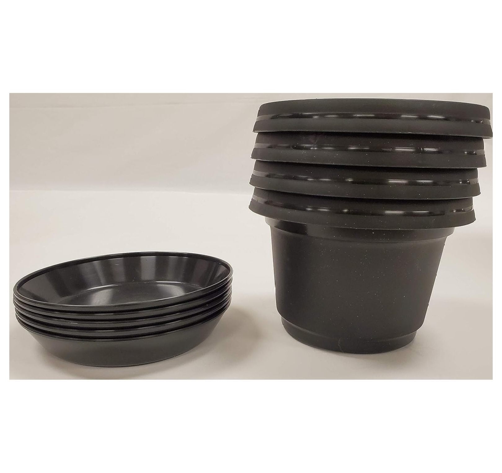 Pots and Saucers, 12 inch Black, Case of 5,Plastic Planter, Flower Pot ...