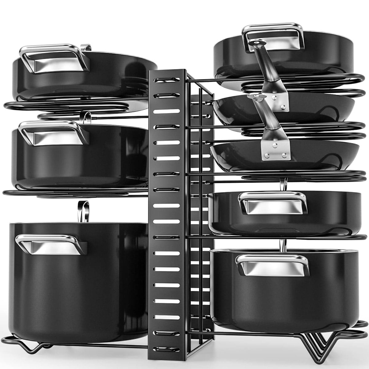 Vertical Pots and Pans Organizer, Adjustable 8 Tier Rack with 3 DIY ...