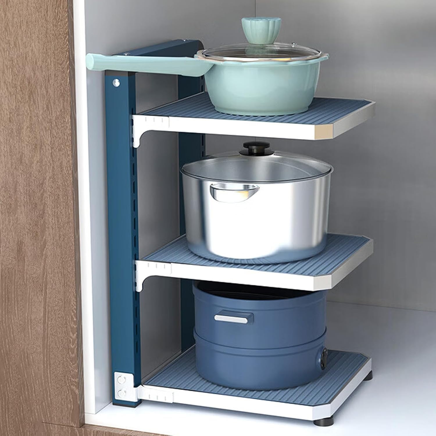 Pots and Pans Organizer Adjustable Pot and Pan Organizer for Cabinet ...