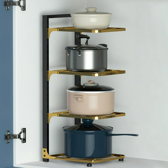 Pots and Pans Organizer Rack for under Cabinet 4 Tier Heavy Duty ...