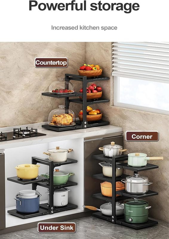 Pots and Pans Organizer for Cabinet, Heavy Duty Pot Pan Rack under Sink ...