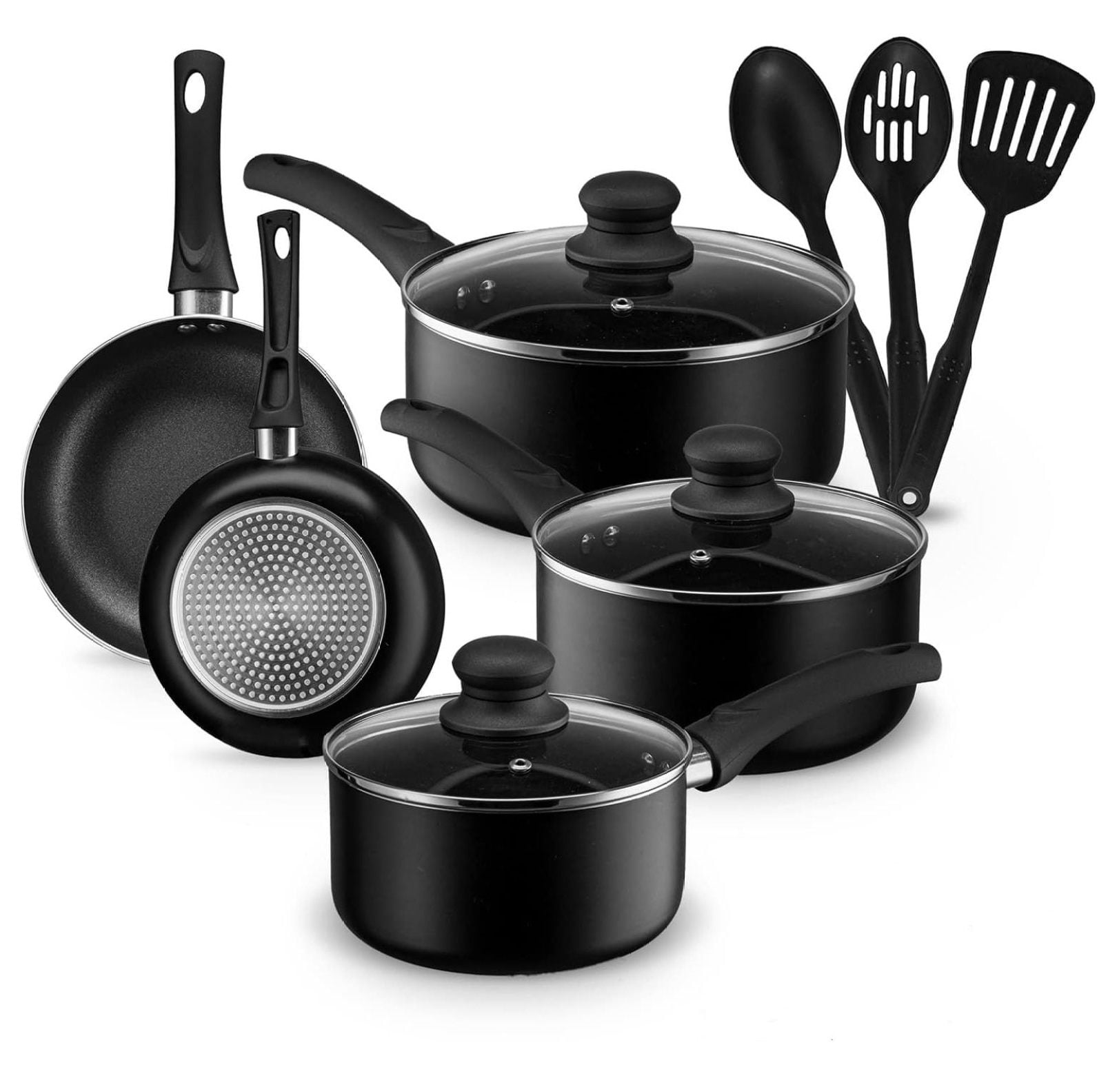 Pots and Pans Set, Aluminum Nonstick Cookware Set, Fry Pans, Casserole ...