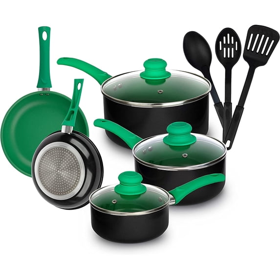 Pots and Pans Set, Aluminum Nonstick Cookware Set, Fry Pans, Casserole ...