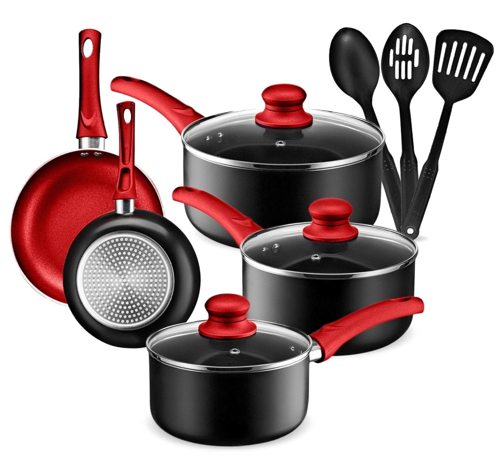Pots and Pans Set, Aluminum Nonstick Cookware Set, Fry Pans, Casserole ...