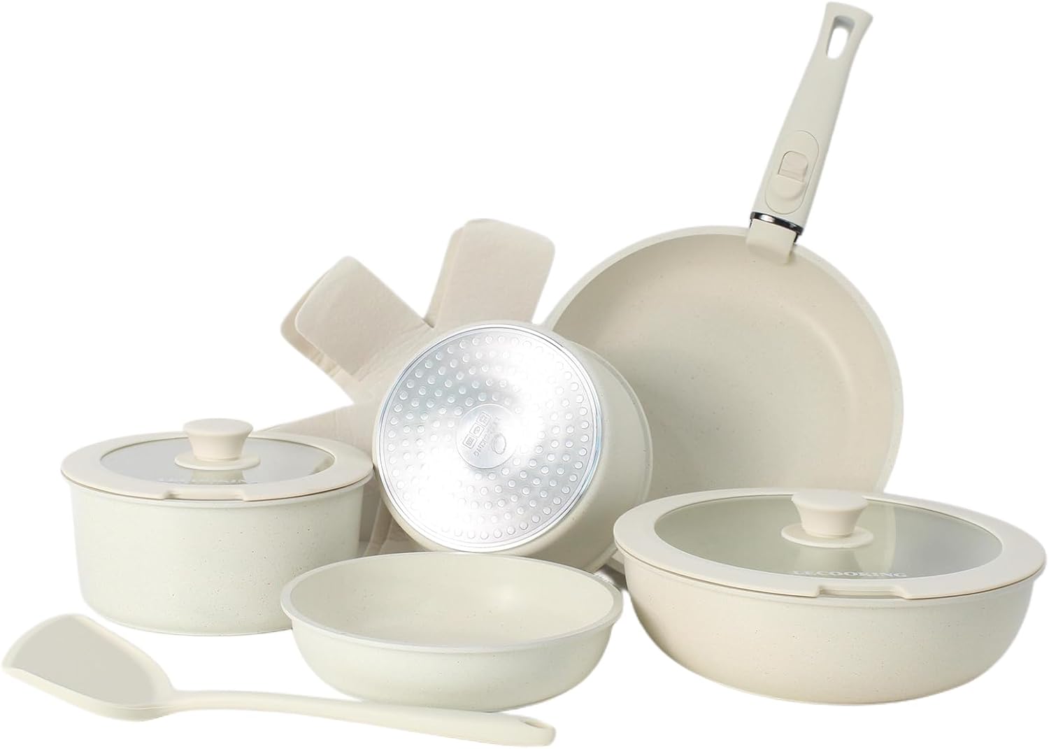 Pots and Pans Set Non Stick, 11 PCS Pan Set With Removable Handles ...