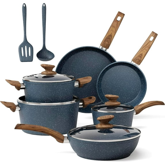 Pots and Pans Set Non Stick, Kitchen Cookware Sets Nonstick, 12 count ...