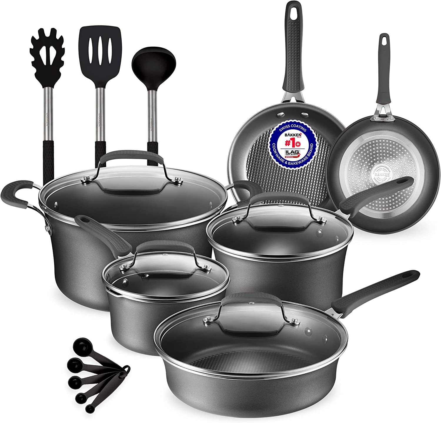 Bakken- Swiss Pots and Pans Set – 14 Piece – Non-Stick Professional ...