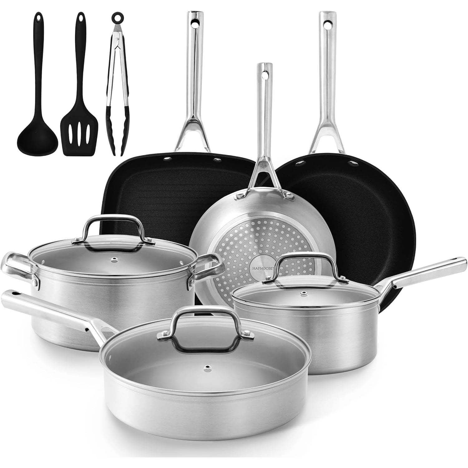 Pots and Pans Set Nonstick, 18PCS Ceramic Induction Oven Safe Cookware ...