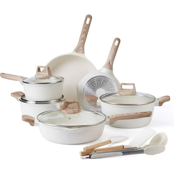 Pots and Pans Set Nonstick, Cast Cookware Set with Utensils, 14 count ...