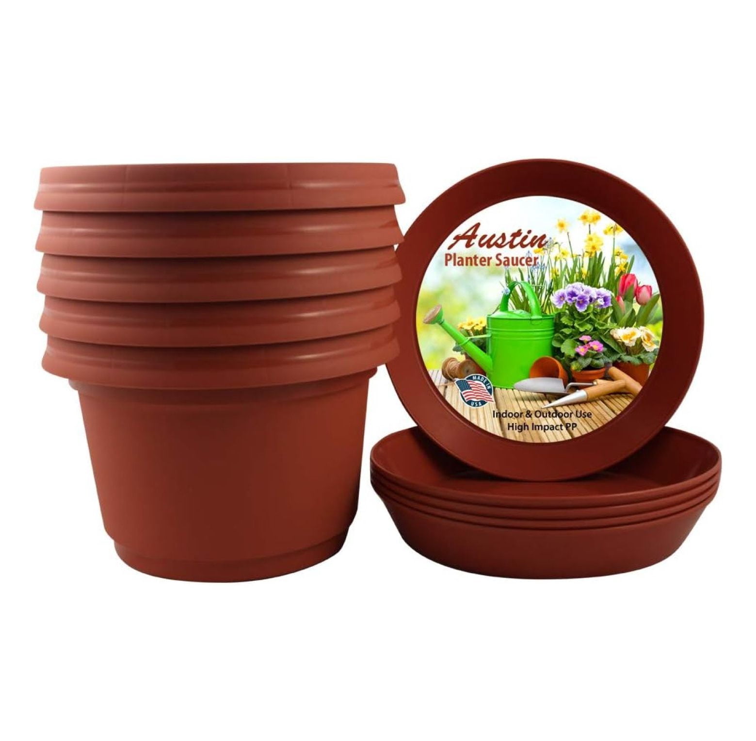 Pots with Saucers, 9 inch Terra Cotta, Case of 5, Plastic Flower Pot ...