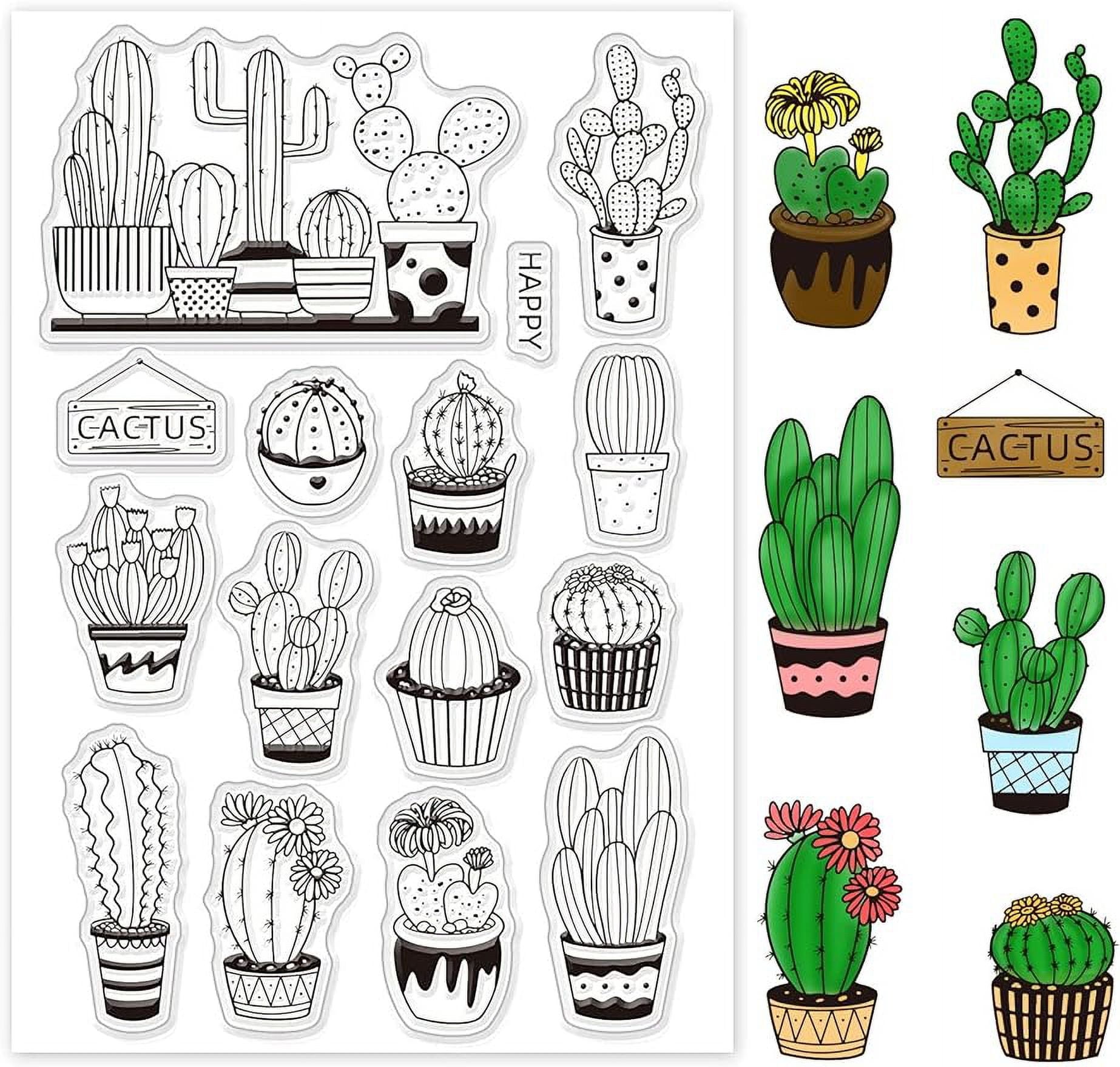Potted Cactus Clear Stamps Transparent Silicone Stamp Seal for Card ...