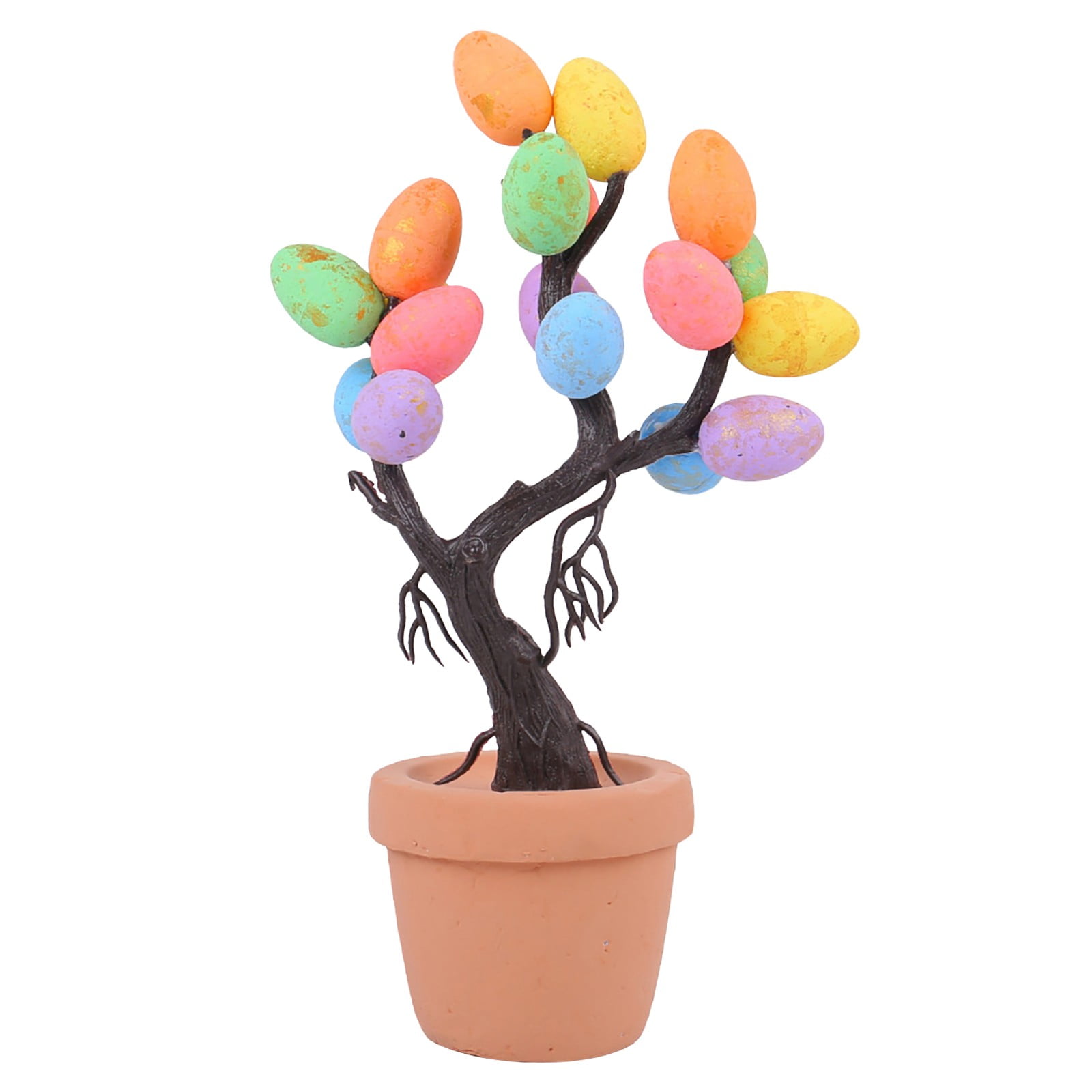 Potted Easter Tree with Realistic Eggs And Foliage, Festive Bonsai for ...