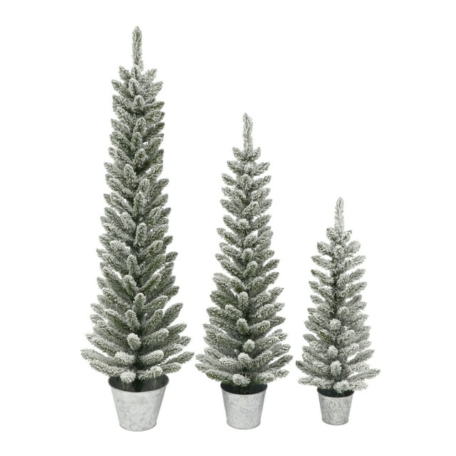 Puleo International Flocked Pencil Christmas Trees Set in 3ft, 4ft ...