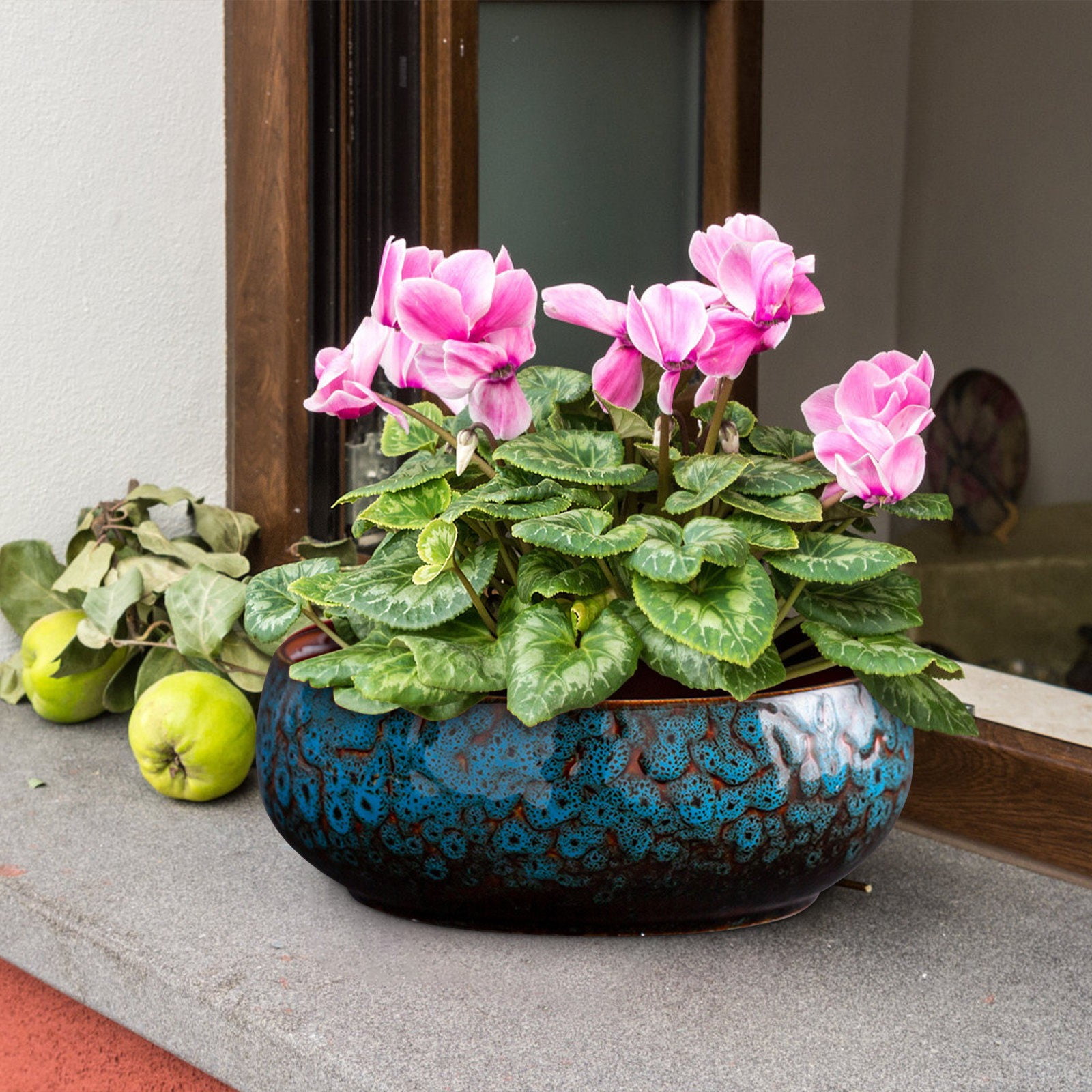 Potted Flower Pot Ceramic Non-Porous Hydroponic Container Large Caliber ...