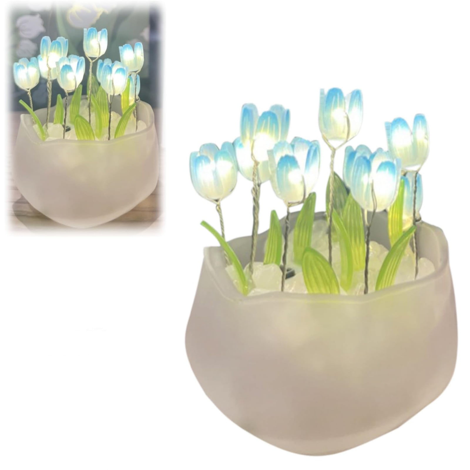 Potted Night Light Diy Artificial Potted Flowers With Light Night Light ...