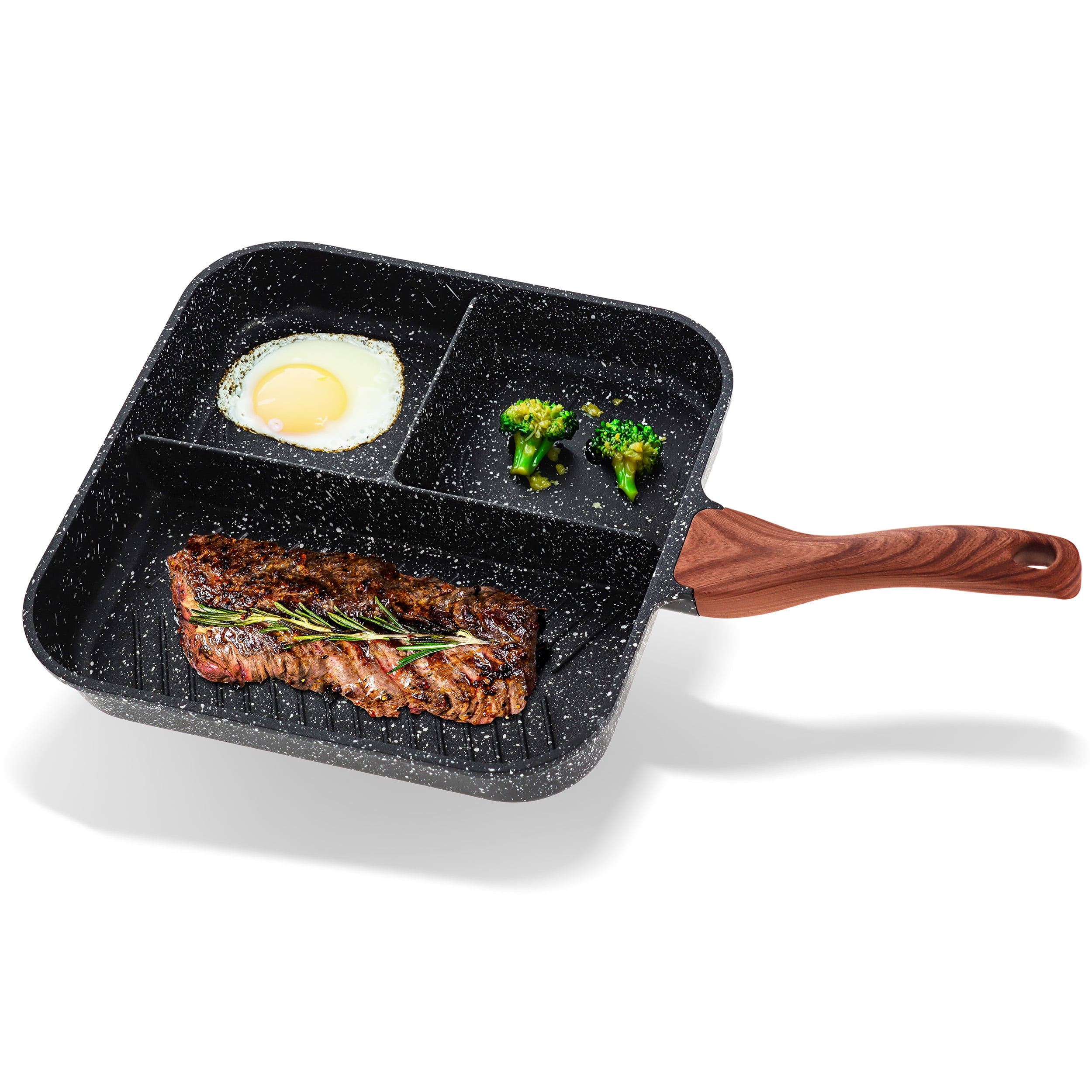 Potted Pans 11in 3 in 1 Nonstick Divided Pan for Hot Cooking & Food ...