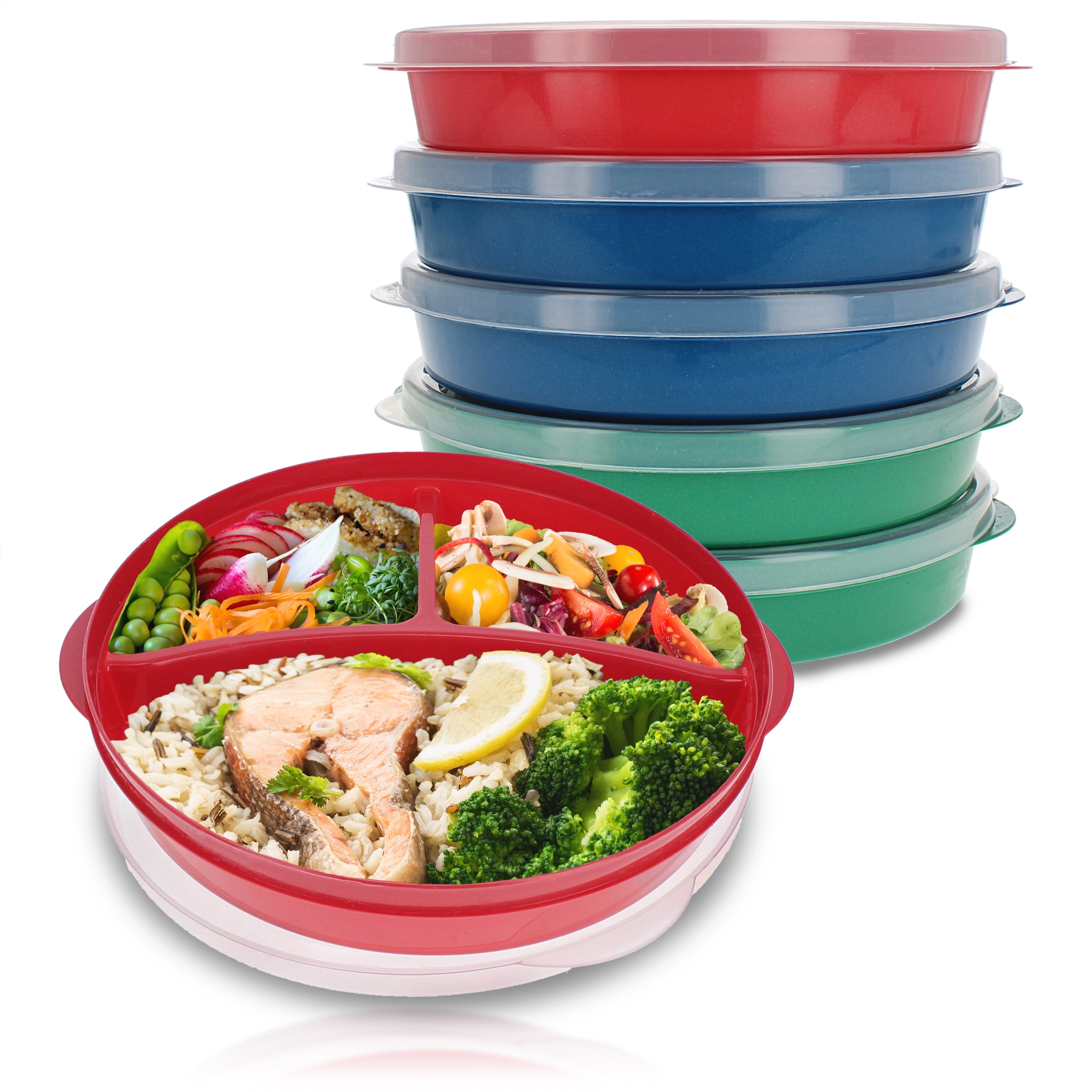 Potted Pans Food Storage Containers with Lids - 6pk 3 Section Meal Prep ...