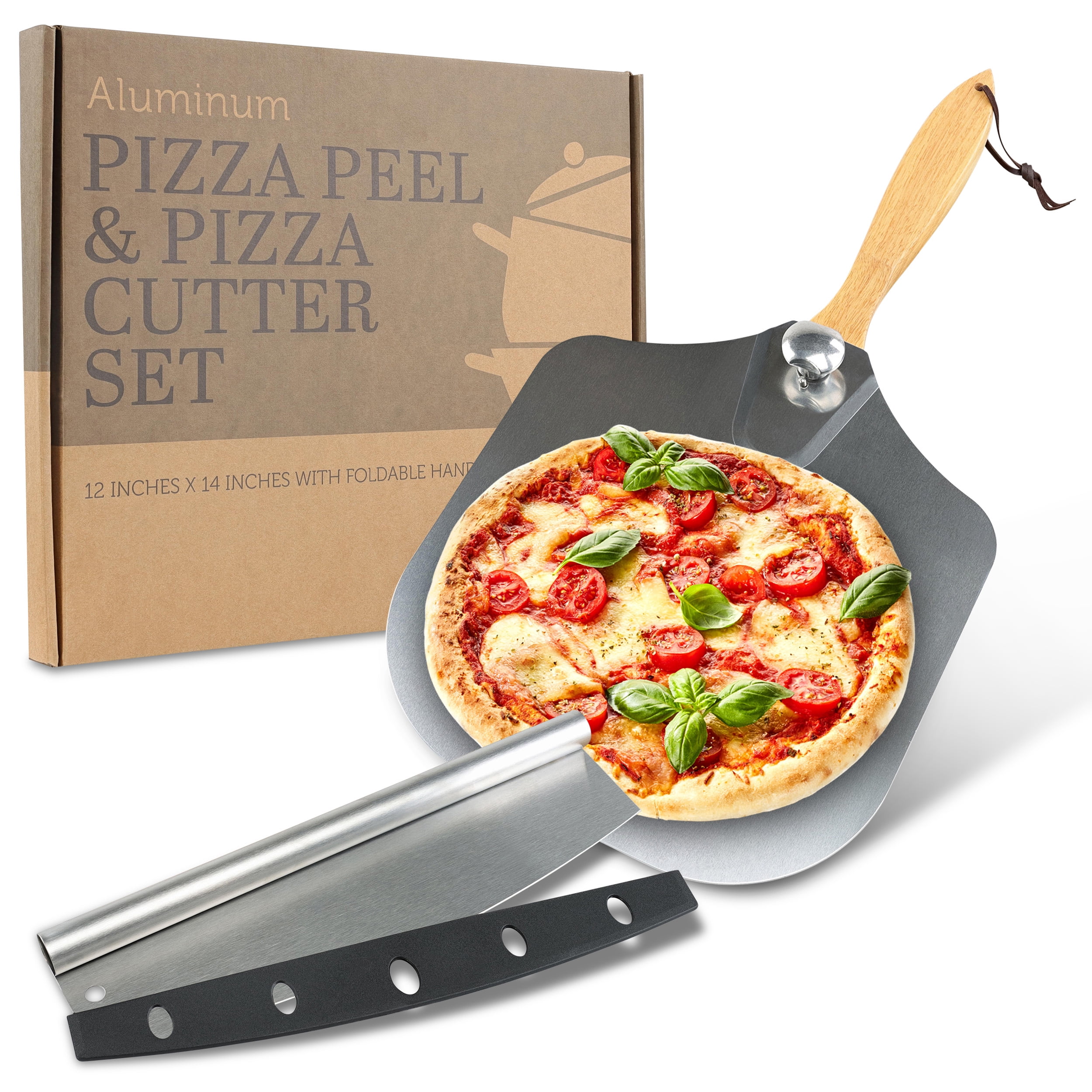 Potted Pans Large 12x14in Heavy-Duty Folding Metal Pizza Peel with ...