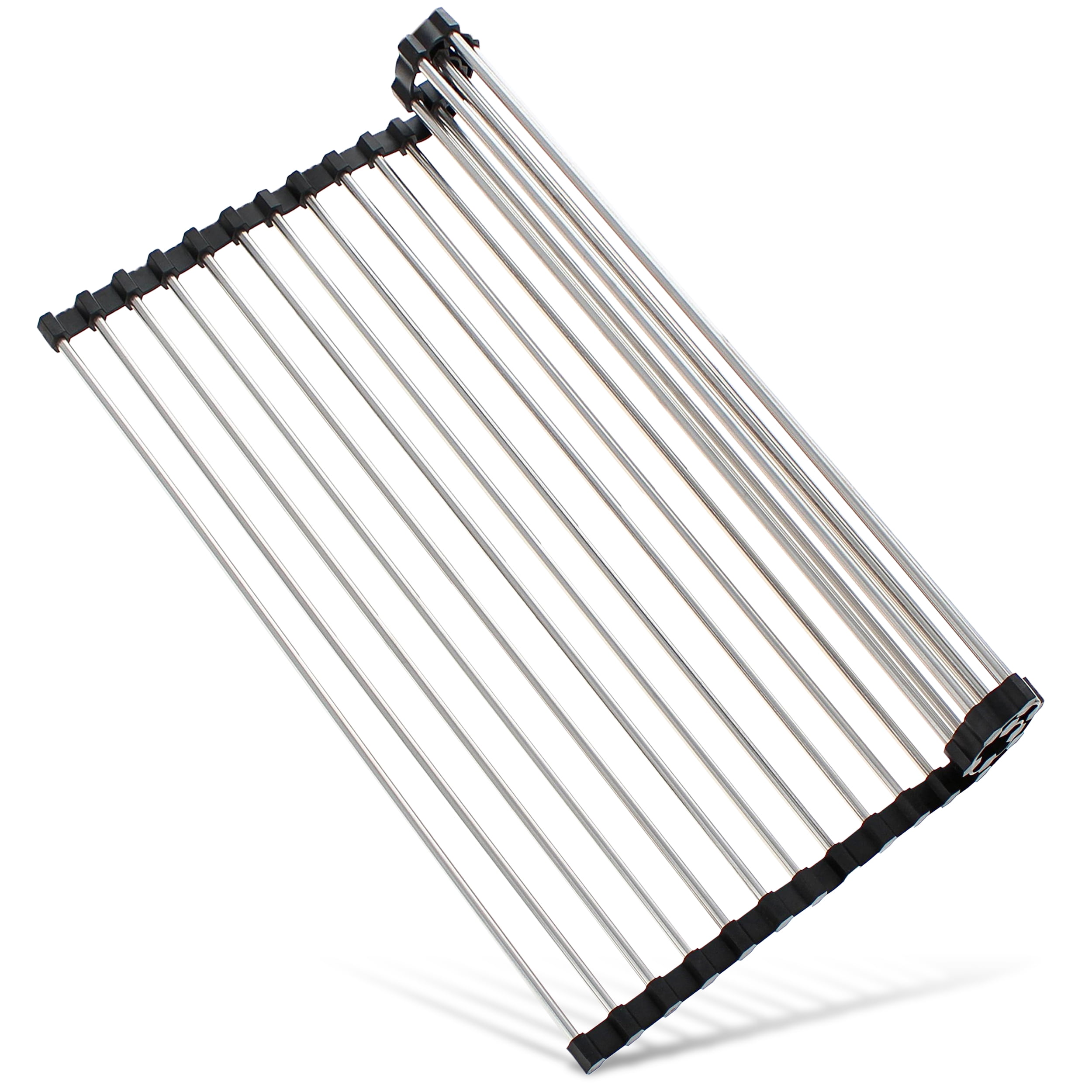 Potted Pans Roll Up Dish Drying Rack - Steel 20 Tube Over Sink Dish ...