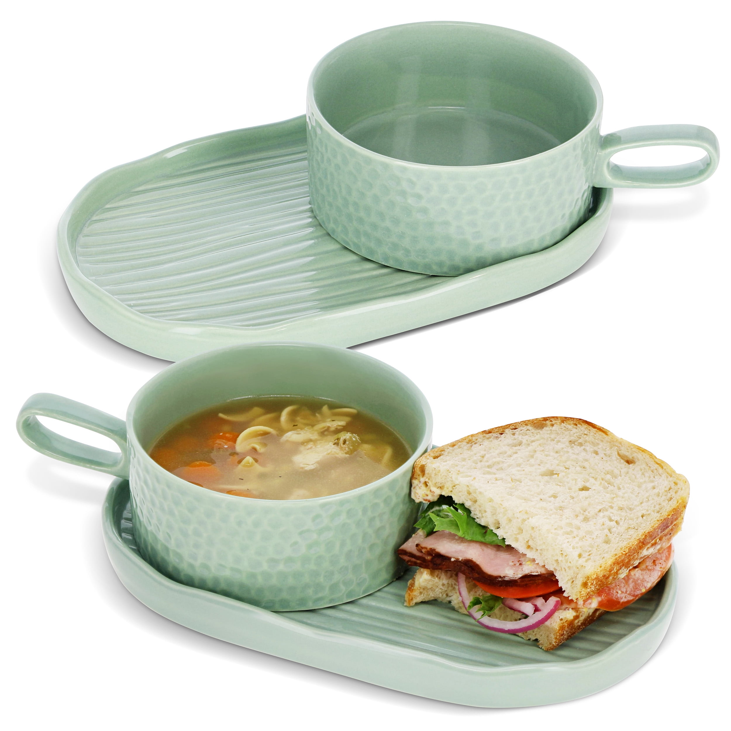Potted Pans Soup and Sandwich Set of 2 - 16oz Mint Soup Bowl with ...