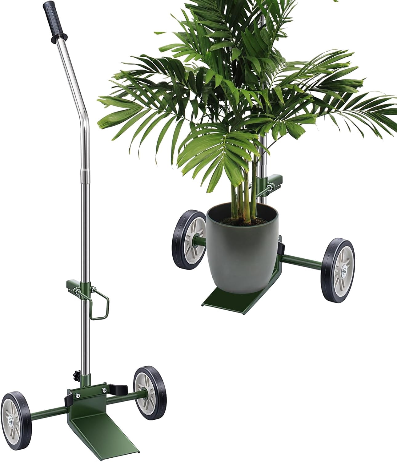 Potted Plant Mover Dolly with Flat-Free Rubber Wheels, Garden Pot Mover ...