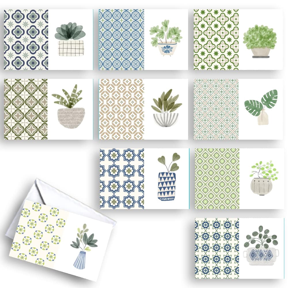 Potted Plants All-Occasion Blank Note Greeting Cards | 10 Pack ...
