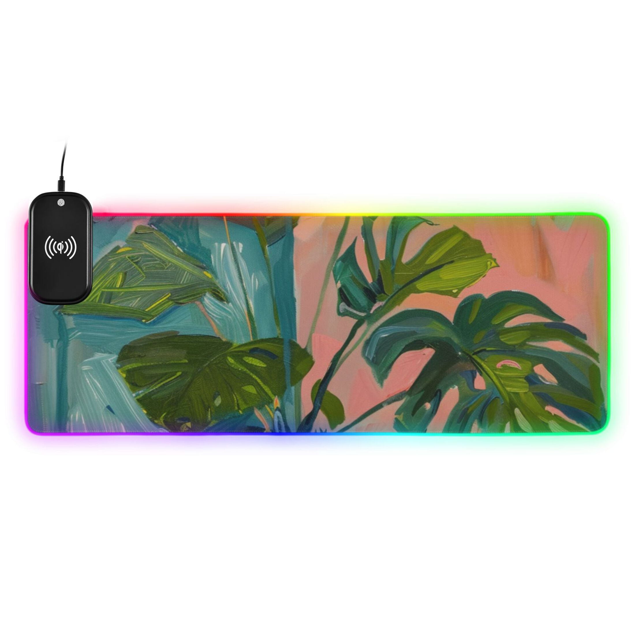 Potted Plants and Cats Wireless Charging RGB Gaming Mouse Pad Large ...