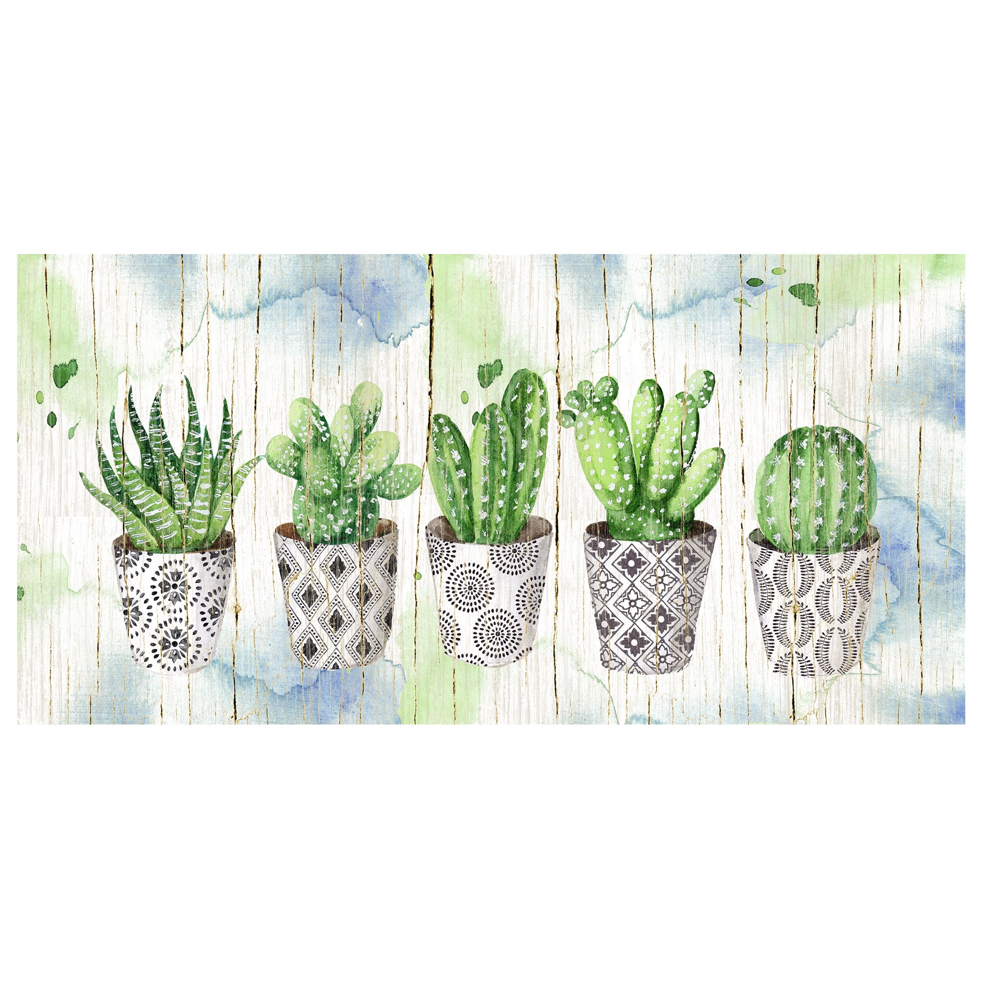 Free Shipping! Masterpiece Art Gallery Potted Succulents on Wood Canvas ...